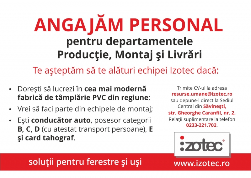 Cautăm colegi! - Izotec